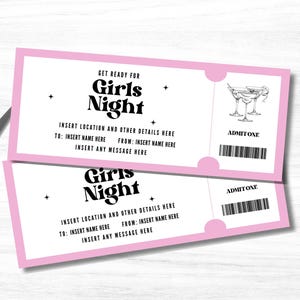 Editable Girls Night Invitation, Girls Night Out Ticket Template ...