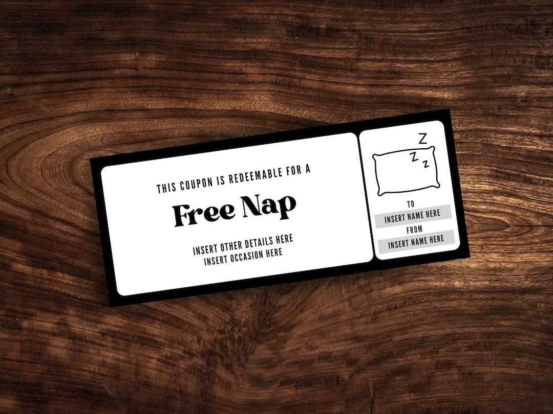 Editable Free Nap Coupon Template, Custom Nap Ticket Template ...