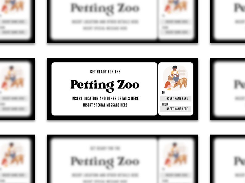 Custom Petting Zoo Ticket Template, Editable Zoo Visit Coupon, Surprise ...