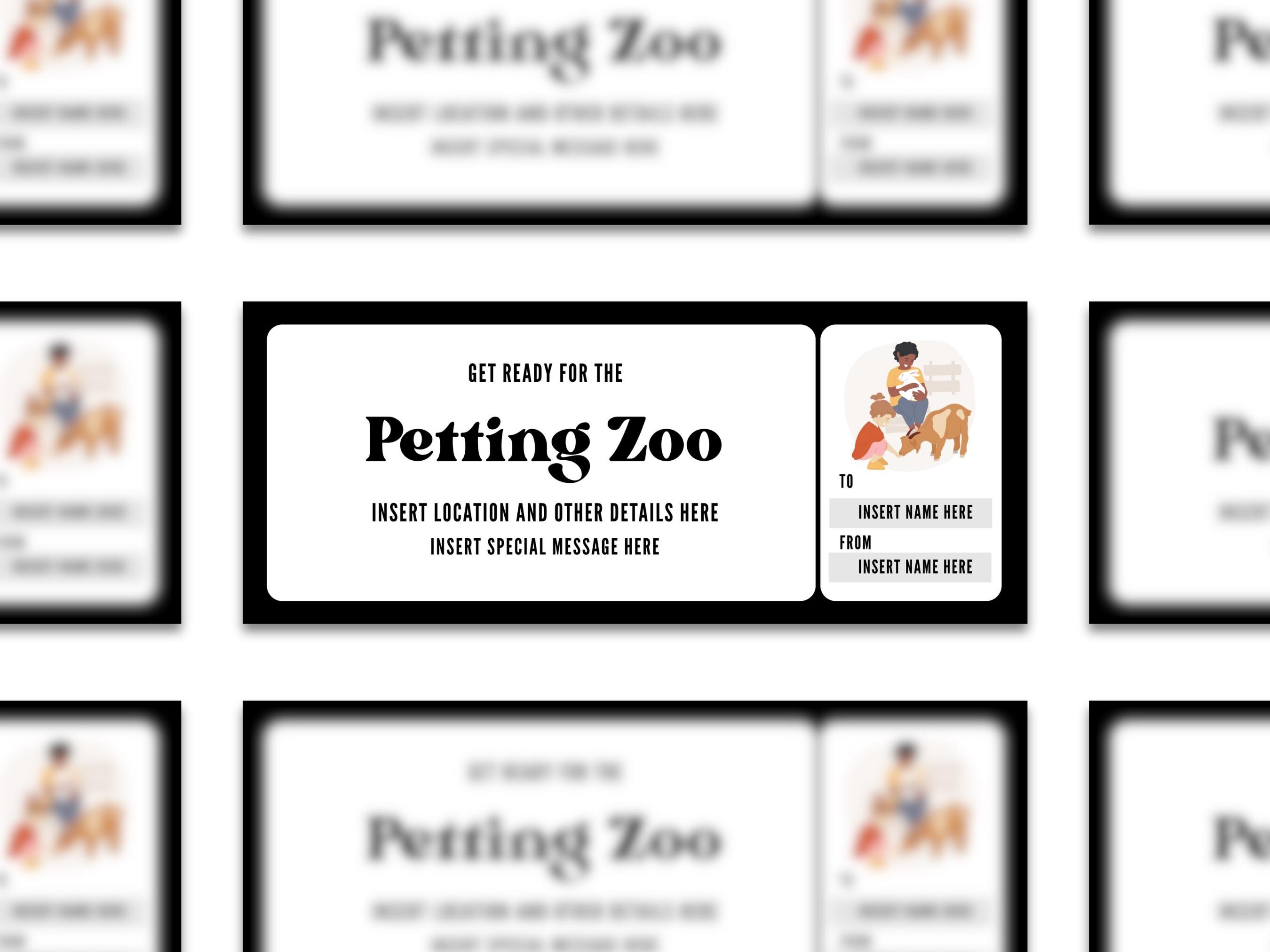 Custom Petting Zoo Ticket Template, Editable Zoo Visit Coupon, Surprise ...