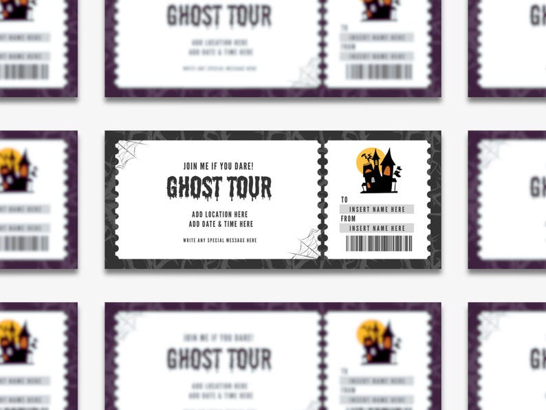 Editable Ghost Tour Coupon, Custom Spooky Ghost Tour Ticket Template ...