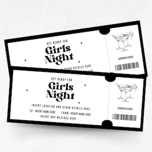Editable Girls Night Invitation, Girls Night Out Ticket Template ...