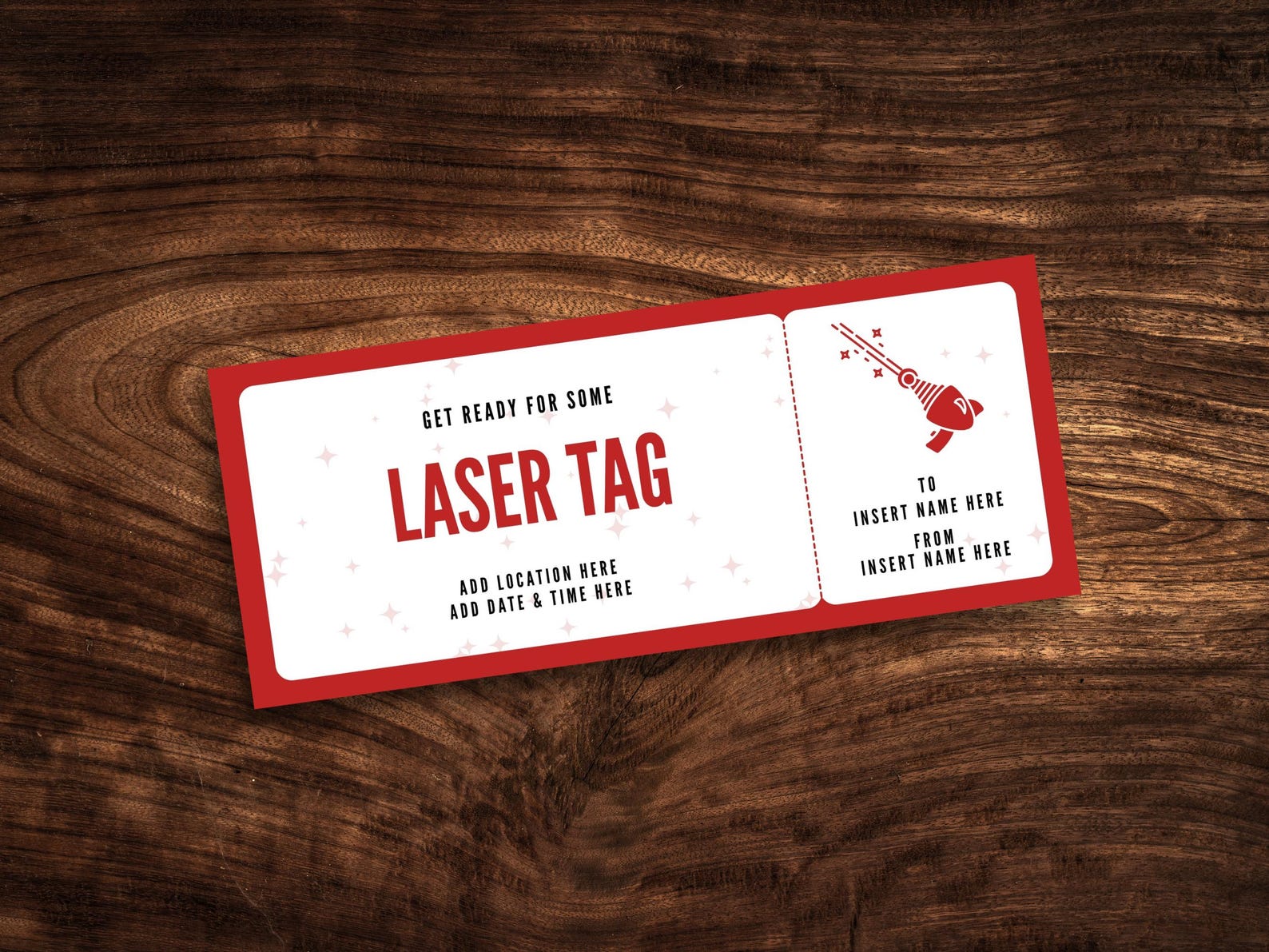 Custom Laser Tag Ticket Template, Editable Laser Tag Adventure Coupon ...
