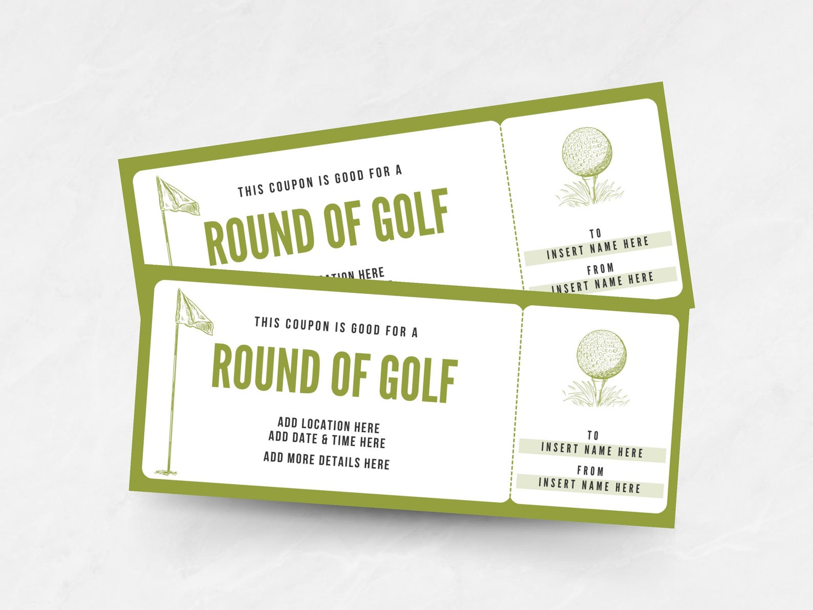 Editable Round of Golf Gift Certificate, Custom Round of Golf Coupon ...