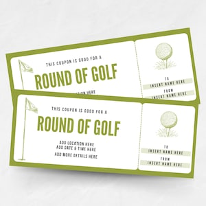 Editable Round of Golf Gift Certificate, Custom Round of Golf Coupon ...