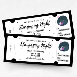 Editable Stargazing Night Coupon, Custom Stargazing Date Gift ...