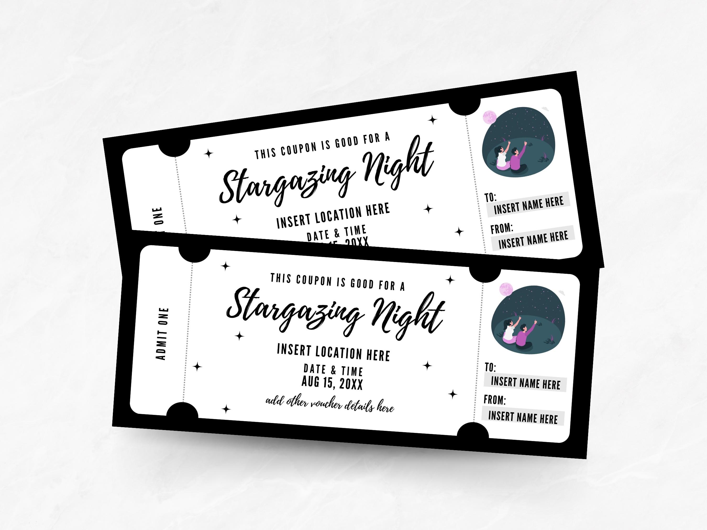 Editable Stargazing Night Coupon, Custom Stargazing Date Gift ...