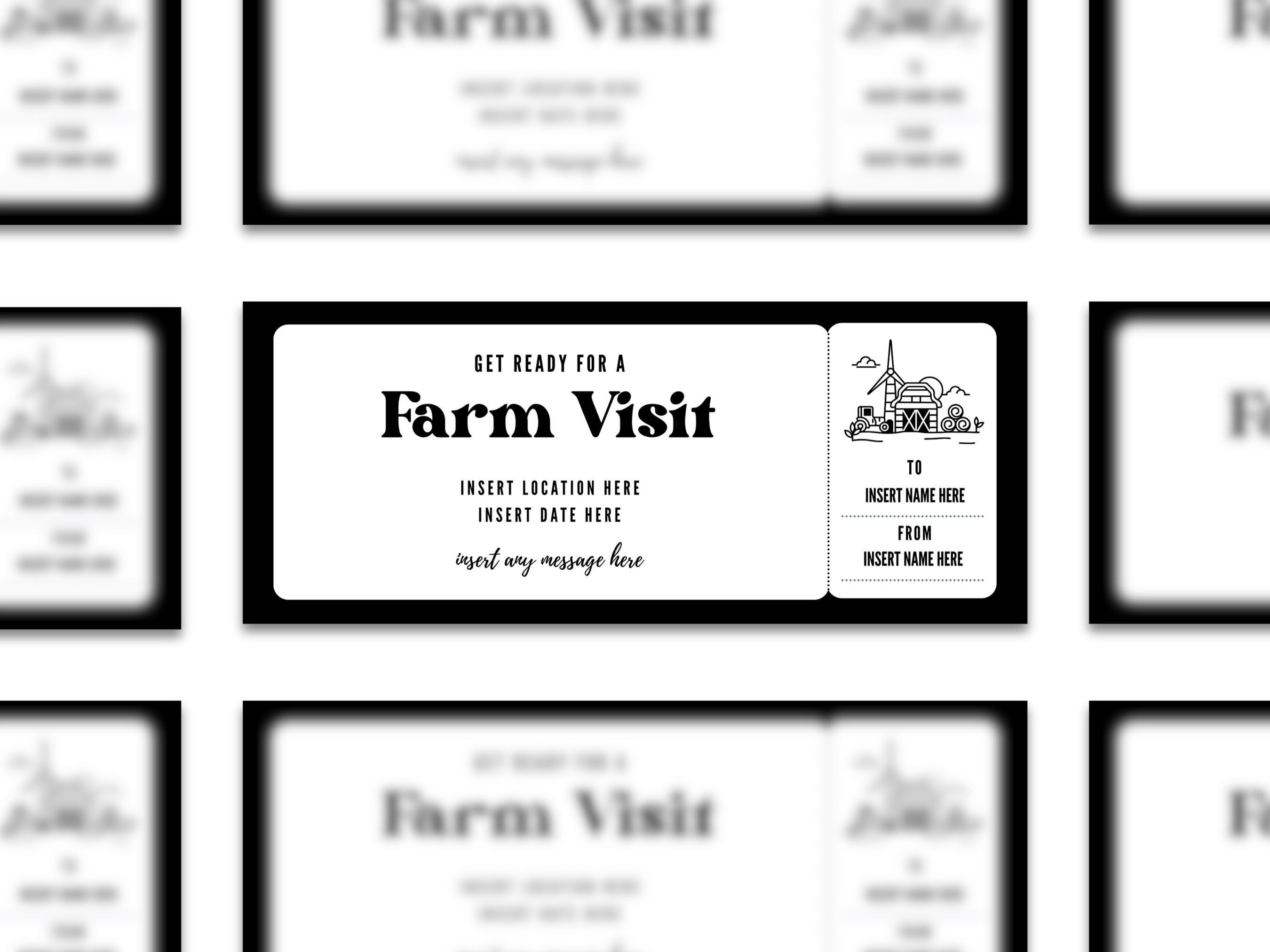 Custom Farm Visit Ticket Template, Editable Farm Visit Coupon, Surprise ...