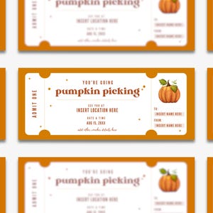 Editable Pumpkin Picking Coupon, Custom Pumpkin Patch Ticket Template ...