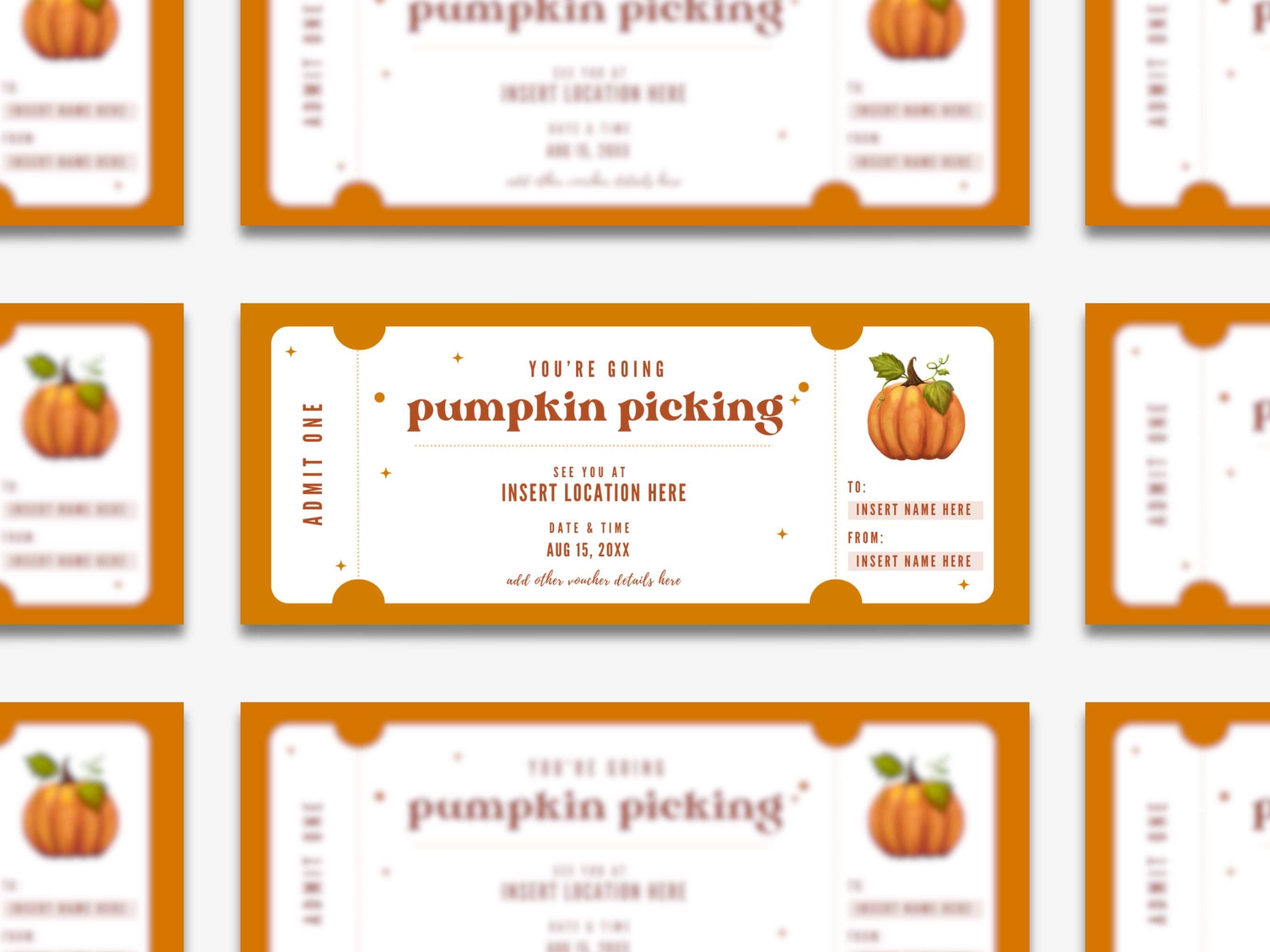 Editable Pumpkin Picking Coupon, Custom Pumpkin Patch Ticket Template ...
