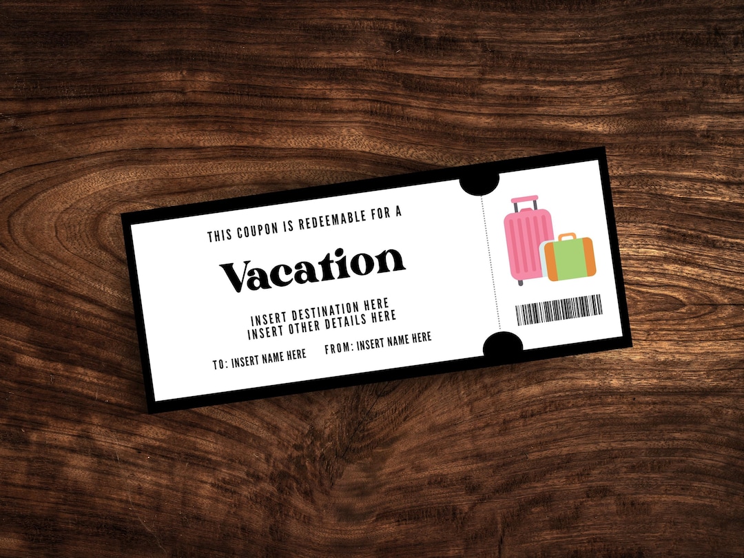 Editable Vacation Coupon Template, Custom Surprise Resort Voucher ...