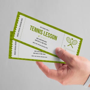 Editable Tennis Lesson Coupon, Custom Tennis Lessons Ticket Template ...