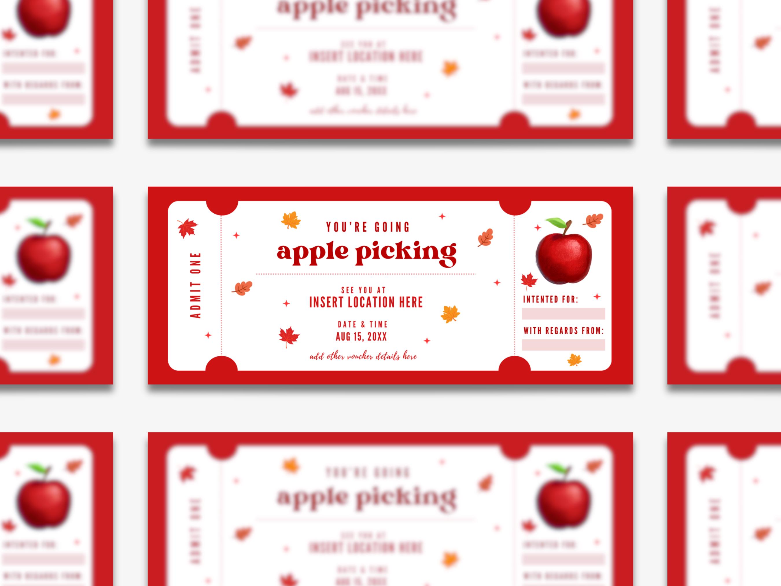 Editable Apple Picking Coupon, Custom Apple Orchard Ticket Template ...