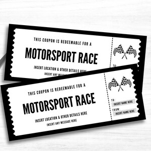 Editable Motorsport Race Coupon Template, Custom Racecar Ticket ...