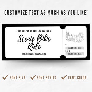 Editable Scenic Bike Ride Coupon Template, Custom Bicycle Ride Voucher ...