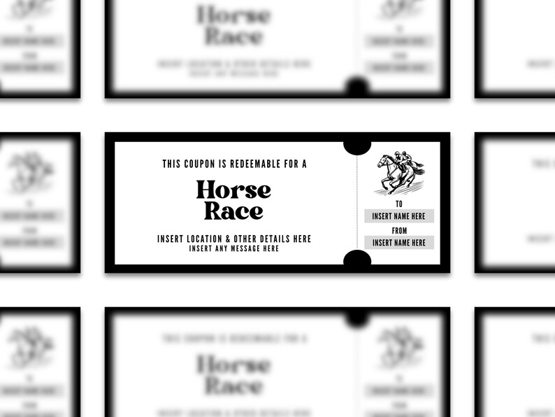 Editable Horse Race Ticket Template, Printable Horseback Riding Show ...