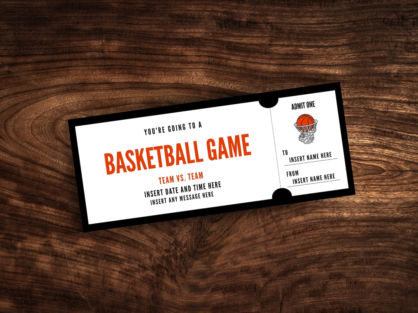 Editable Basketball Game Ticket Template, Printable Basketball Ticket ...