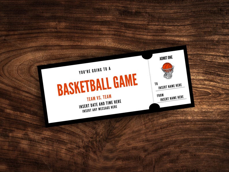 Editable Basketball Game Ticket Template, Printable Basketball Ticket ...