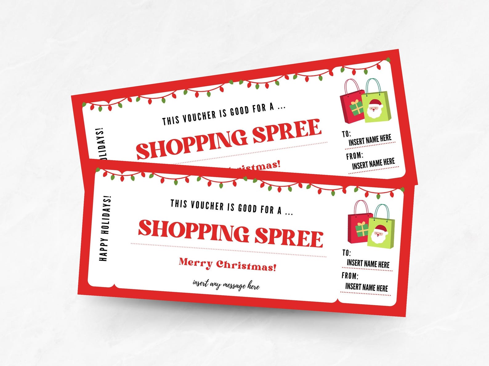 Editable Holiday Shopping Spree Coupon Template, Custom Shopping Ticket ...