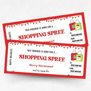 Editable Holiday Shopping Spree Coupon Template, Custom Shopping Ticket ...
