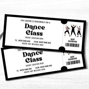 Editable Dance Class Coupon, Custom Dance Lesson Ticket Template ...