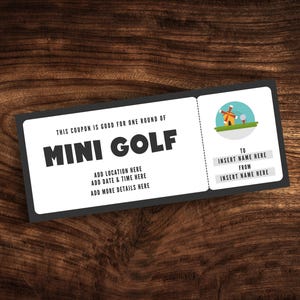 Custom Mini Golf Ticket Template, Editable Round of Mini Golf Coupon ...