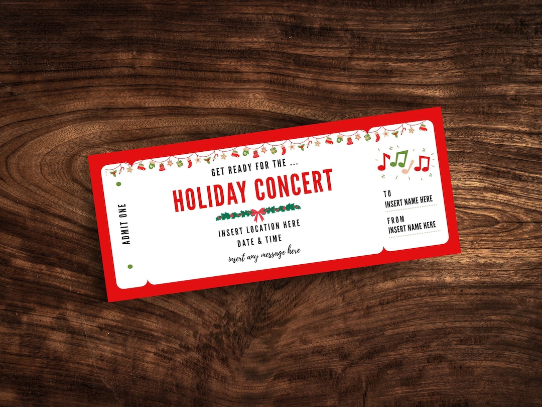 Editable Holiday Concert Ticket Template, Custom Christmas Concert ...