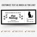 Editable Cat Sitting Coupon Template, Custom Cat Watching Ticket ...