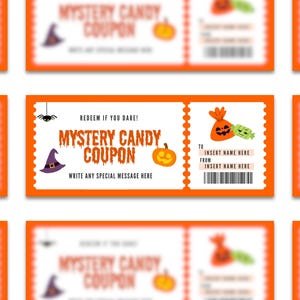 Editable Mystery Candy Coupon, Printable Trick-or-treat Template ...