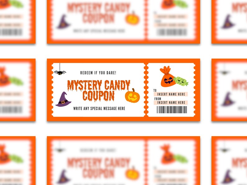 Editable Mystery Candy Coupon, Printable Trick-or-treat Template ...