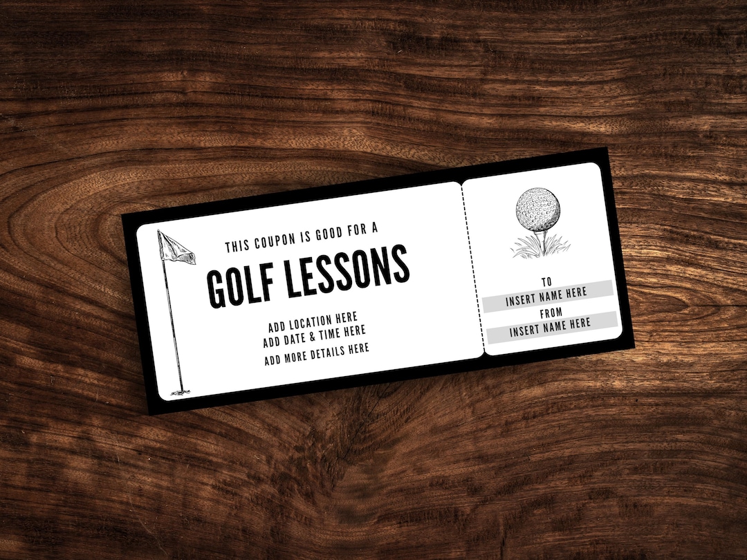 Editable Golf Lesson Gift Certificate, Custom Golf Class Coupon ...