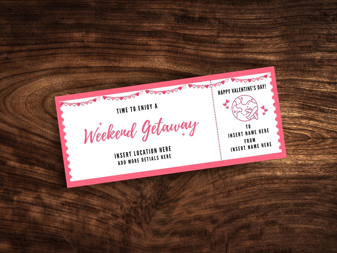 Editable Weekend Getaway Coupon Template, Custom Hotel Staycation ...