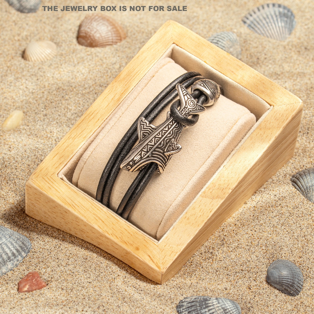 Ocean Bracelet White Shark and Bead With Maori Pattern Bangle Gift for ...