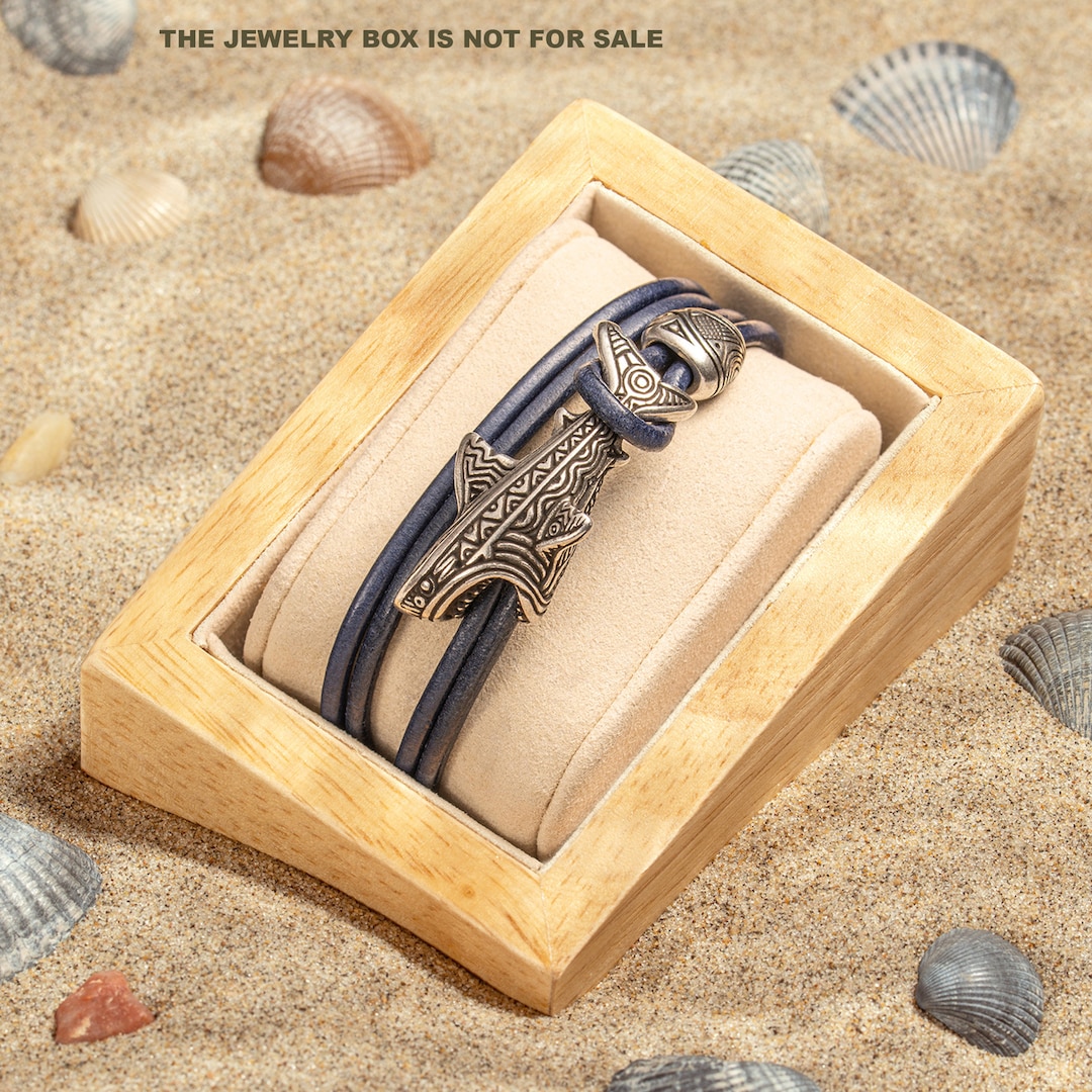 Ocean Bracelet With White Shark and Bead Maori Pattern Gift Bangle for ...