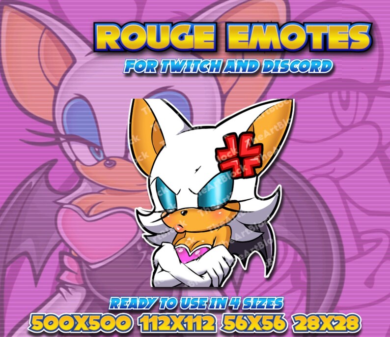 Rouge the Bat Emote Pack: Sonic Chibi Emotes for Twitch/discord ...