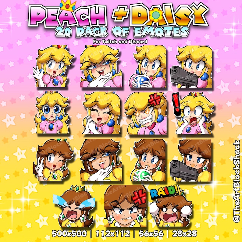 Peach & Daisy Emote Pack: Animated Twitch/discord Emotes + Sub Badges ...