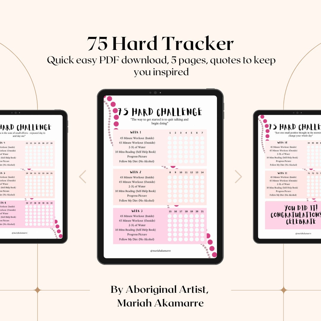 75 Hard Checklist by Mariah Akamarre - Etsy