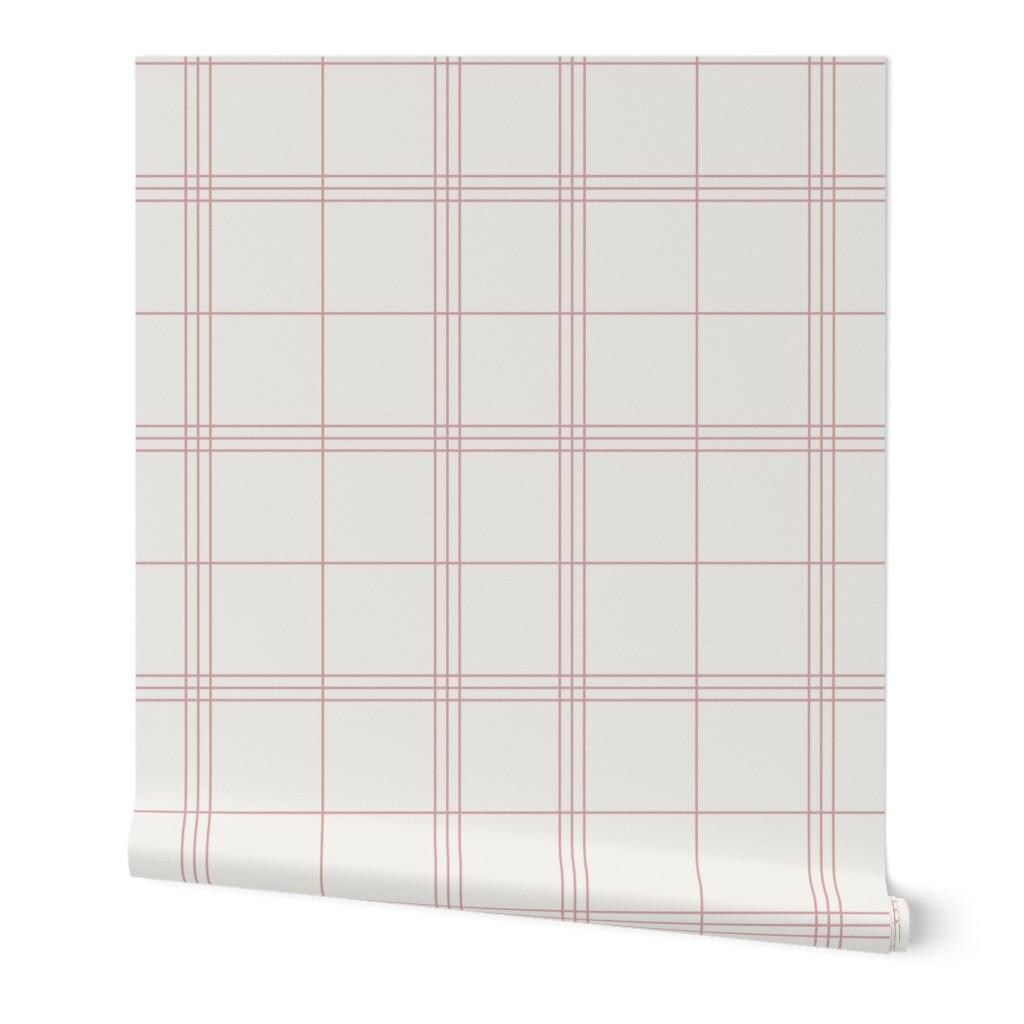 Pink Pinstripes Grid Wallpaper, Modern Neutral Peel and Stick or Pre ...