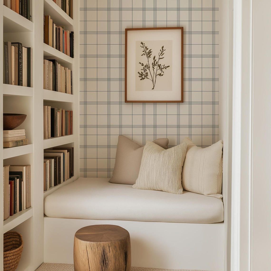 Pinstripes Grid Wallpaper, Slate Grey Tile, Peel and Stick or Pre ...