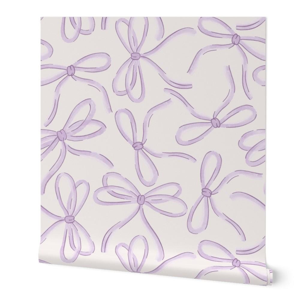 Lilac Bow Wallpaper, Peel and Stick or Pre-pasted Wallpaper, Girl ...