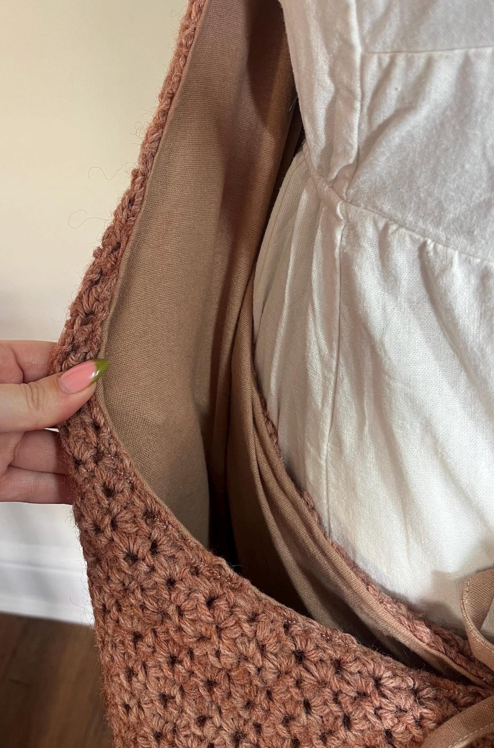 Vintage Salmon Crochet Blanket Bag: Large Handmade Shoulder Sling - Etsy