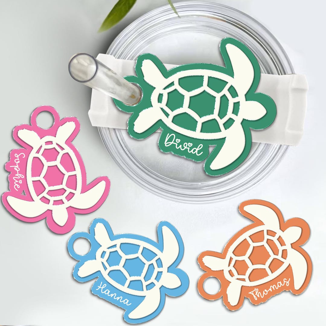 Personalized Sea Turtle Tumbler Name Tag, 30oz 40oz Tumbler Quencher ...