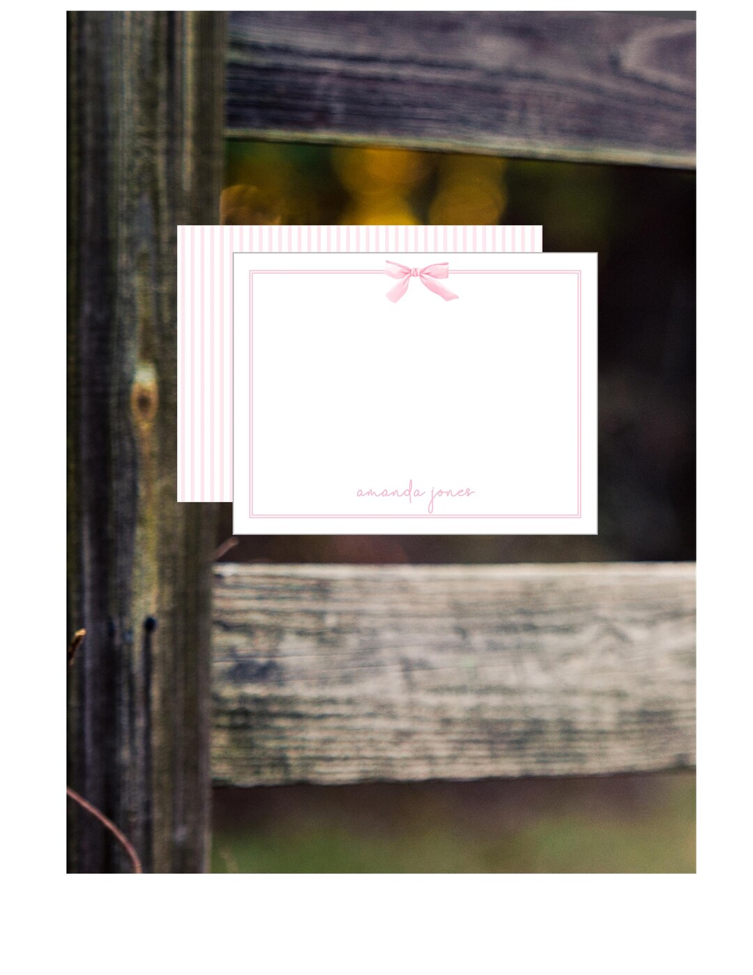 Personalized Pink Bow Foldover Cards - Etsy