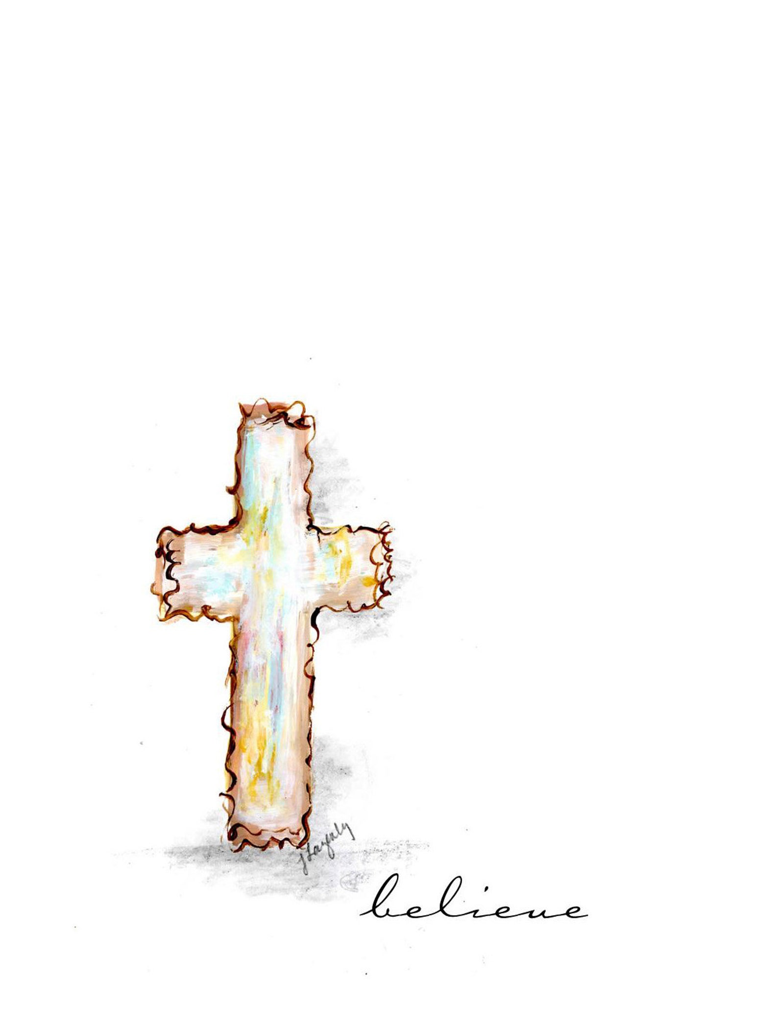 Believe Cross Notecards | Christian Encouragement Cards | Watercolor ...