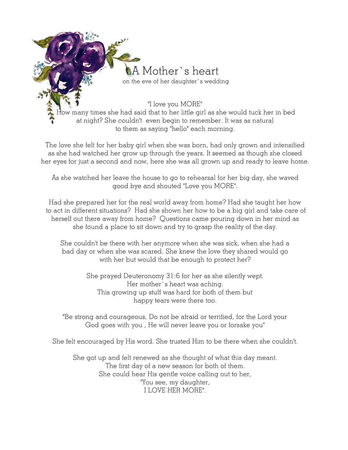 Wedding Mother of the Bride Poem From Daughter Mother Poem | Etsy