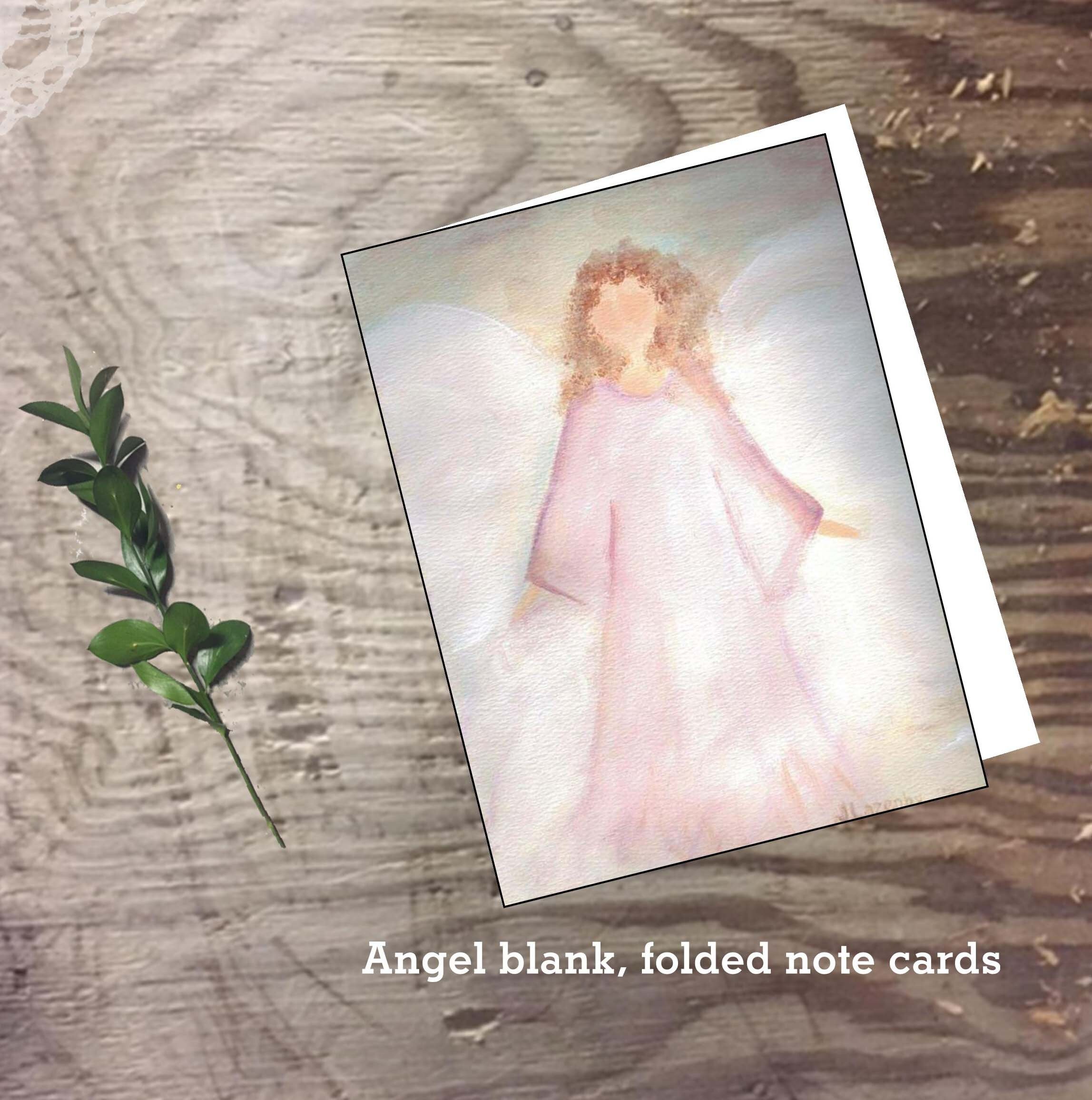 Pink Angel Note Card Watercolor Blank Folded Note Cards - Etsy