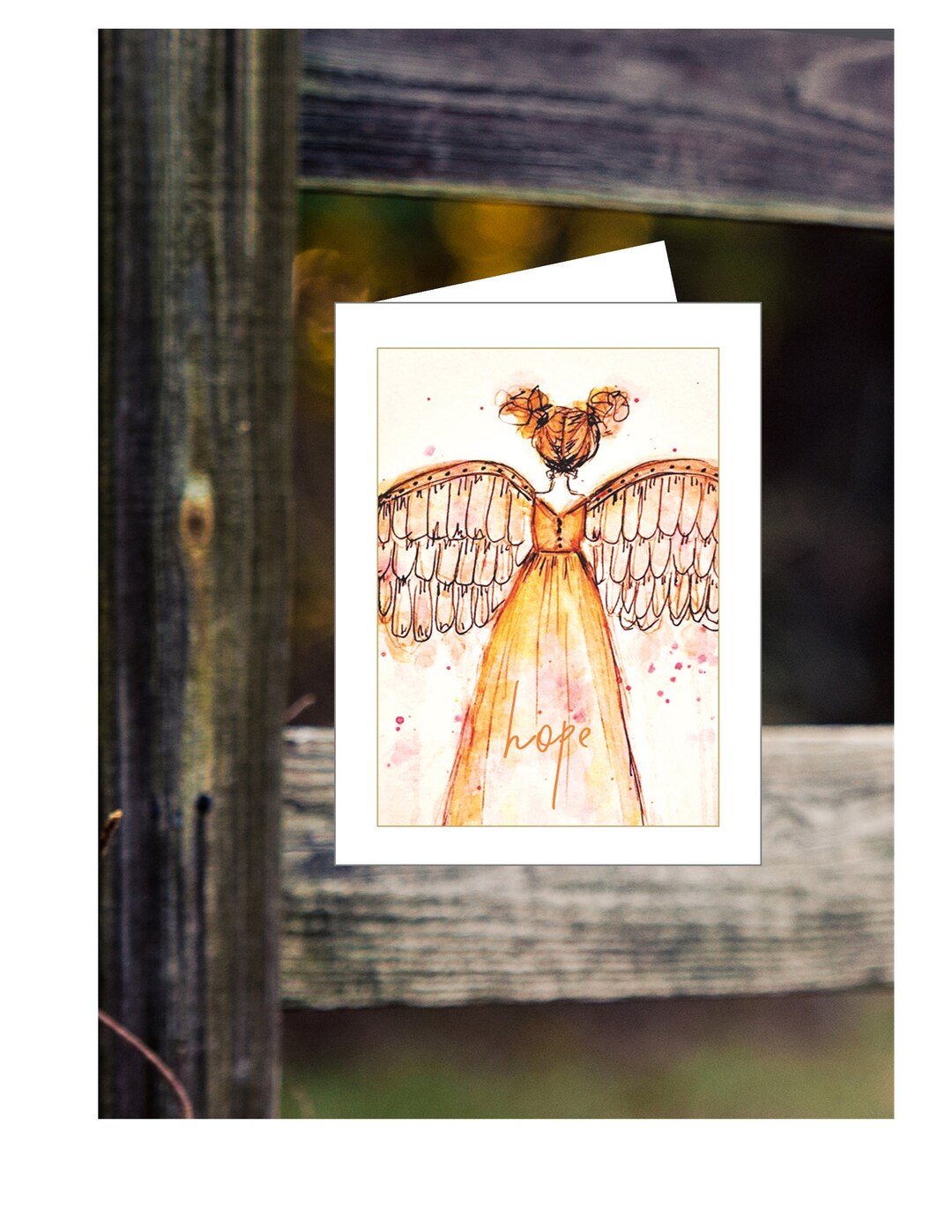 HOPE Notecard Custom Hand Drawn Backward Angel Notecards - Etsy