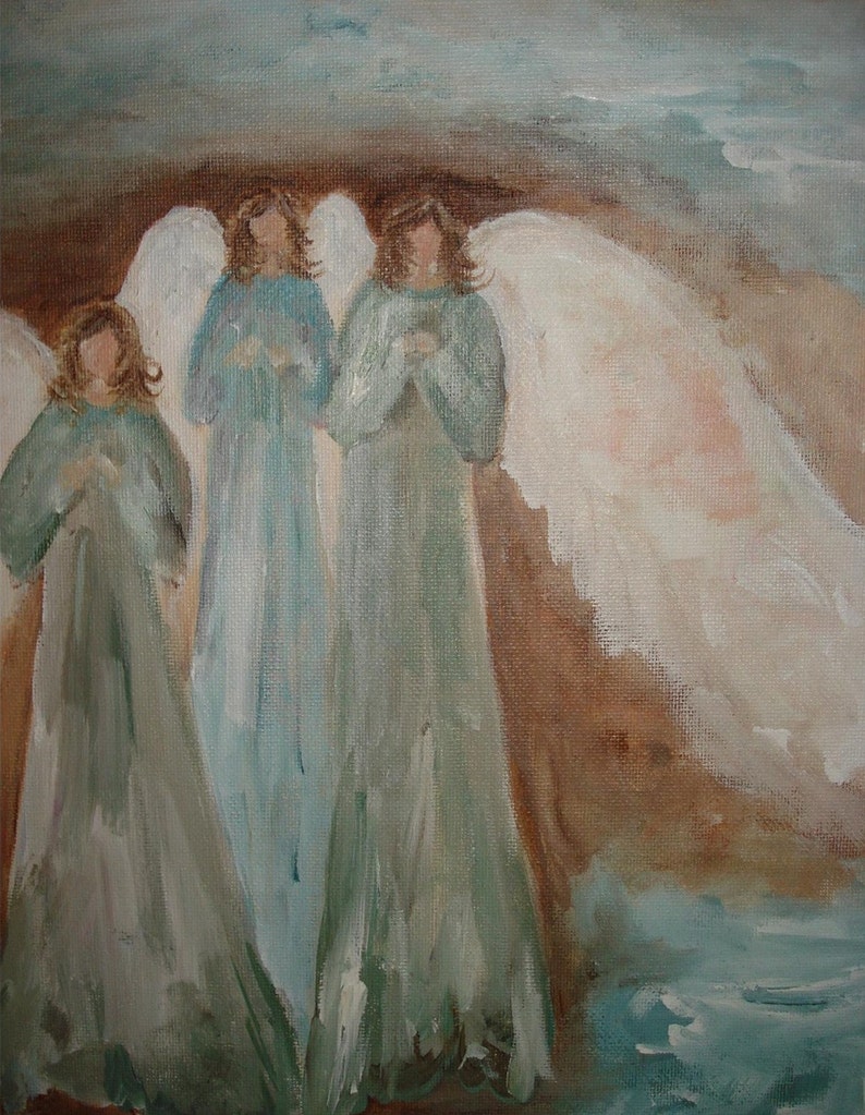 Blue Angels Original Art Acrylic Painting Inspirational Angel Mixed ...