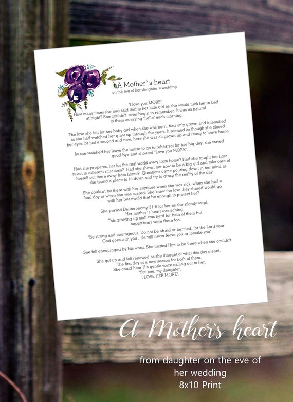 Wedding Mother of the Bride Poem From Daughter Mother Poem | Etsy