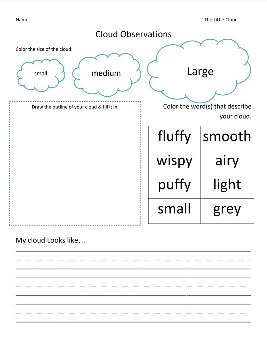 Cloud Observation Sheet - Etsy